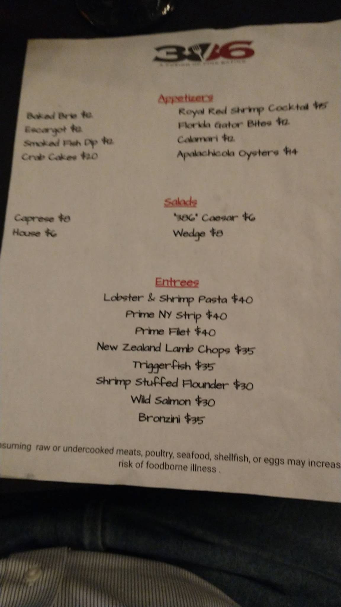 Menu at 386 A Fusion of Fine Dining pub & bar, Palm Coast
