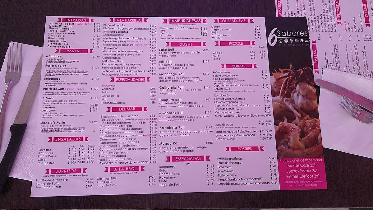 Menu at 6 sabores restaurant, Toluca