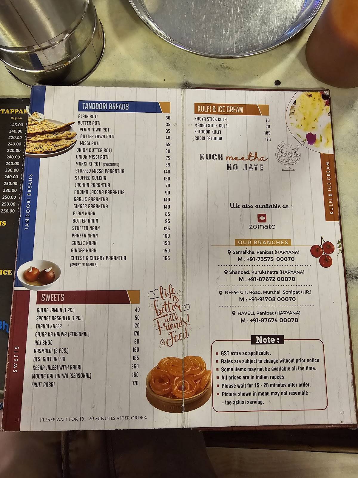 Menu at 70 Mile Stone Dhaba, Samalkha