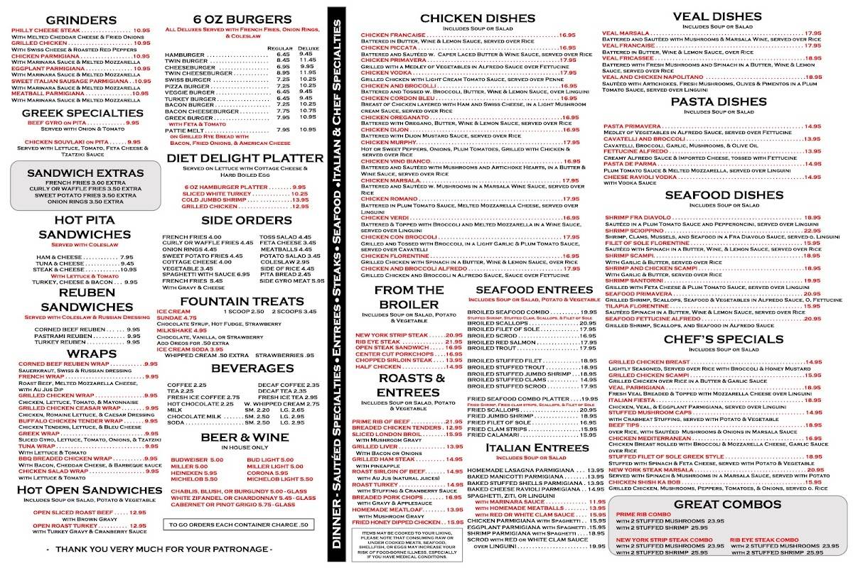 Menu at 91 Diner Restaurant, New Haven