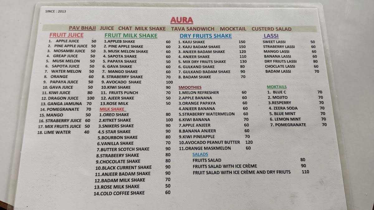 Menu at AA Food Hub, Hyderabad
