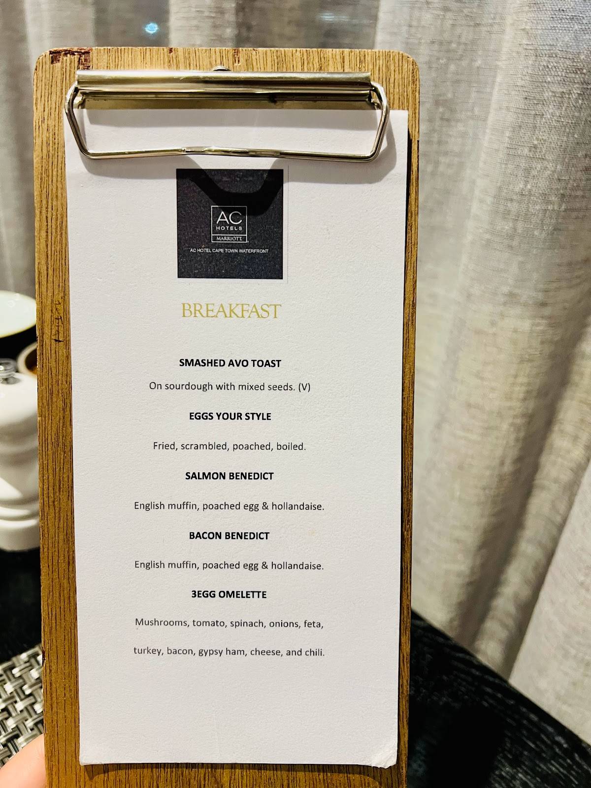 Menu at AC Lounge & Bar Cape Town, Cape Town