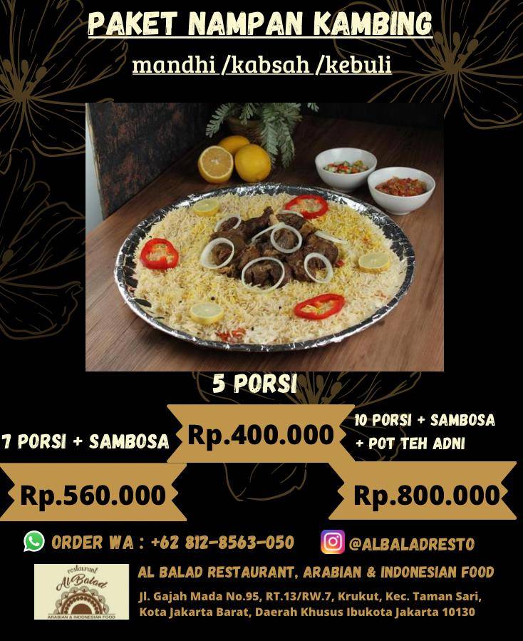 Carta de AL BALAD RESTAURANT, ARABIAN & INDONESIAN FOOD, West Jakarta