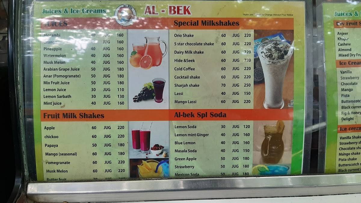 Menu at AL-BEK Restaurant, Bengaluru, 527