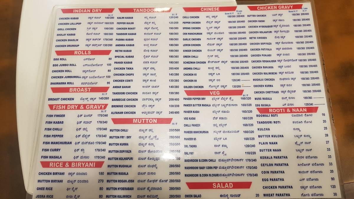 Menu at AL-BEK Restaurant, Bengaluru, 527