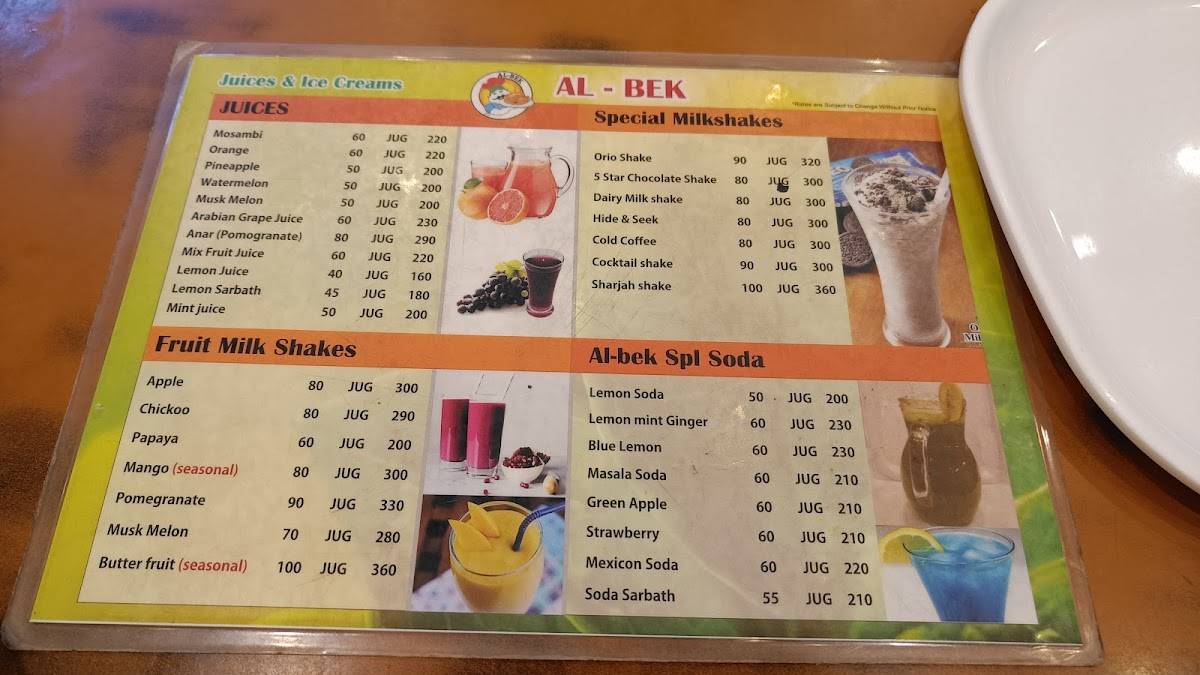 Menu at AL-BEK Restaurant, Bengaluru, 527