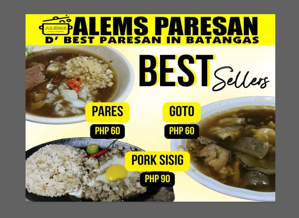 Carta del restaurante ALEMS PARESAN CARINDERIA, Batangas