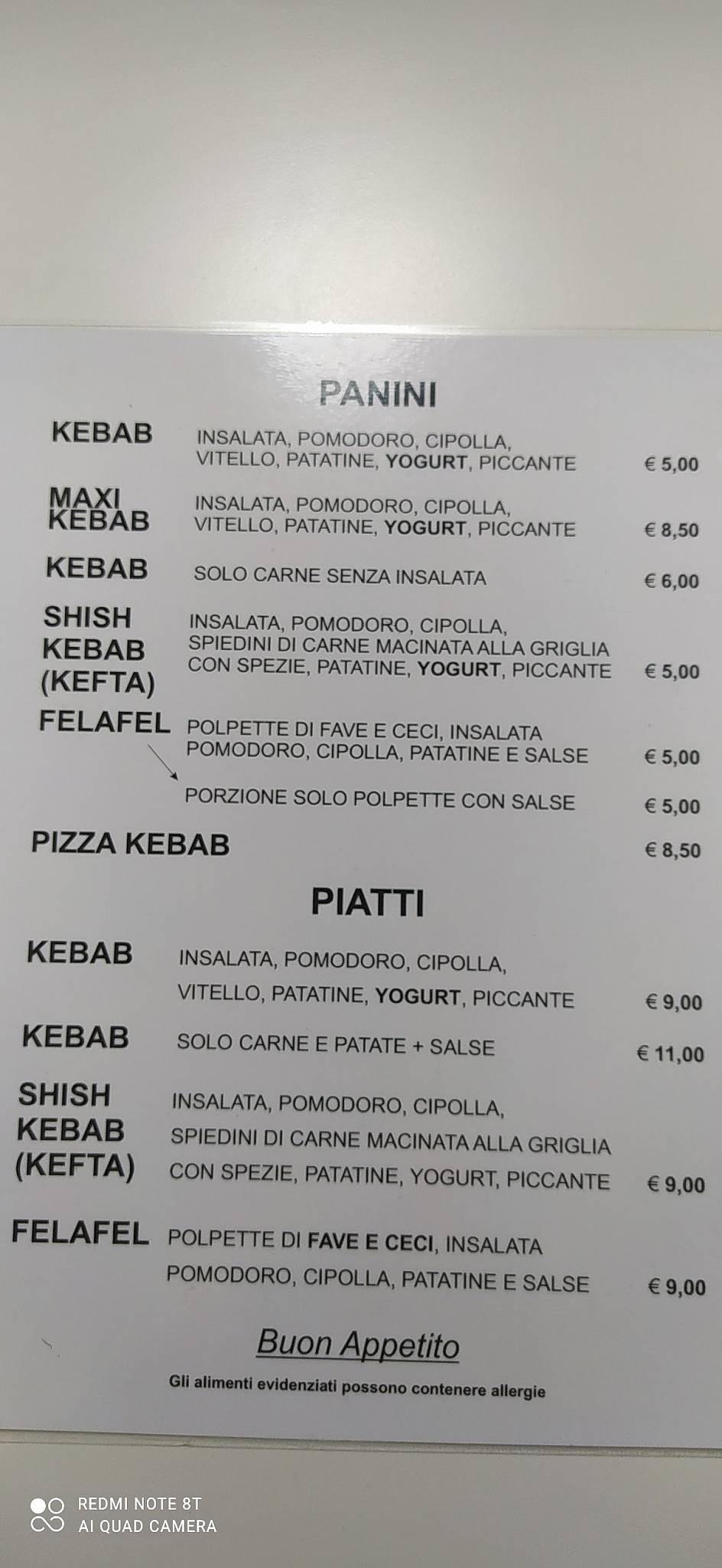 Menu at ALHAMBRA restaurant, Reggio Emilia