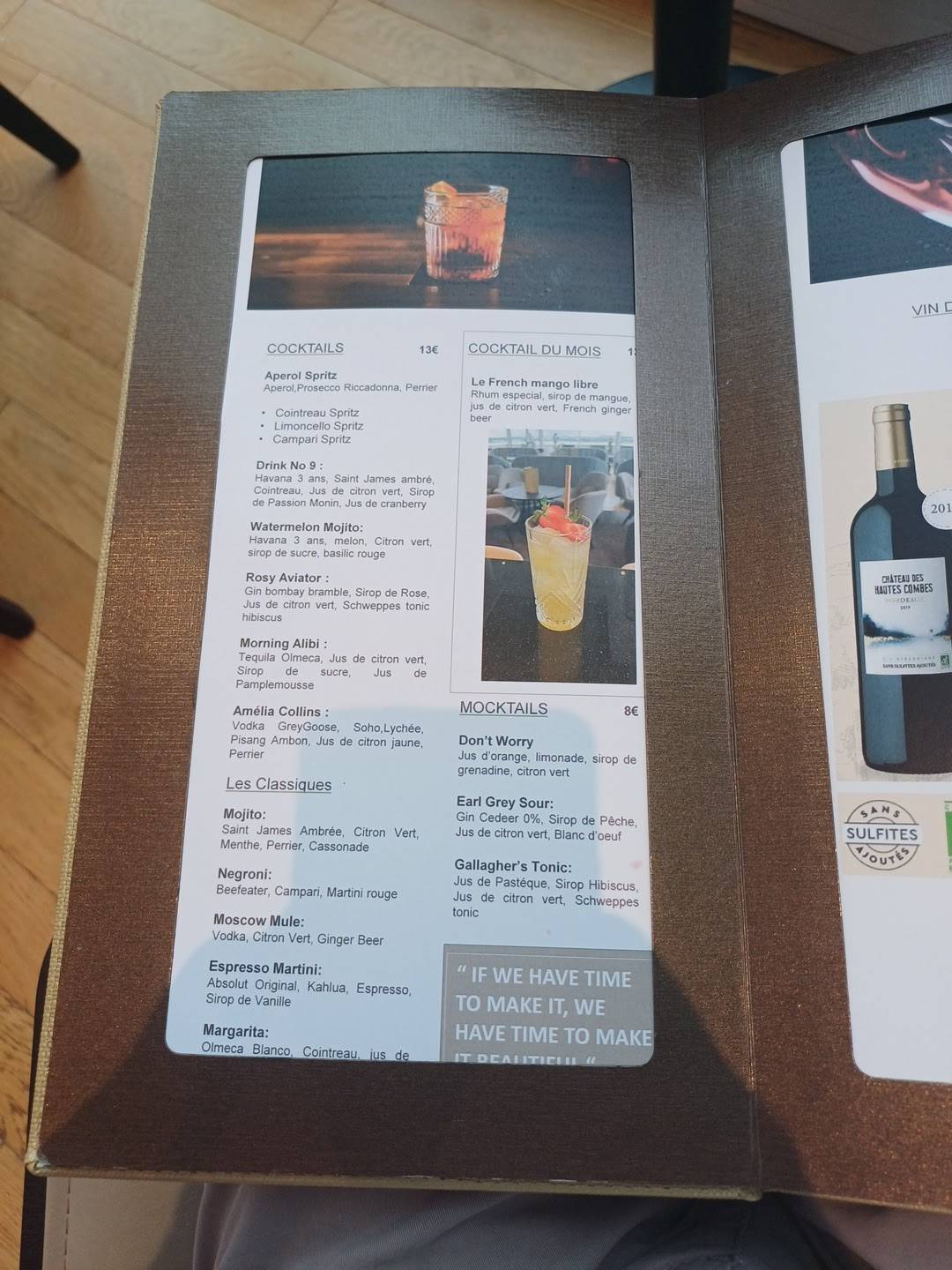Menu au AMELIA Rooftop Restaurant and Bar, Dugny