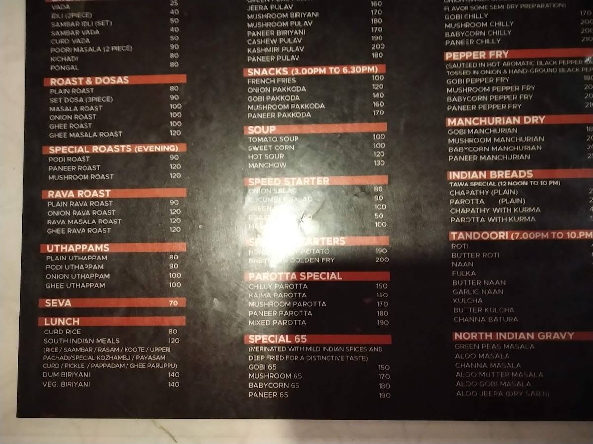 Menu at Aadhi Bhavan - Pure Vegetarian Restaurant, Palakkad