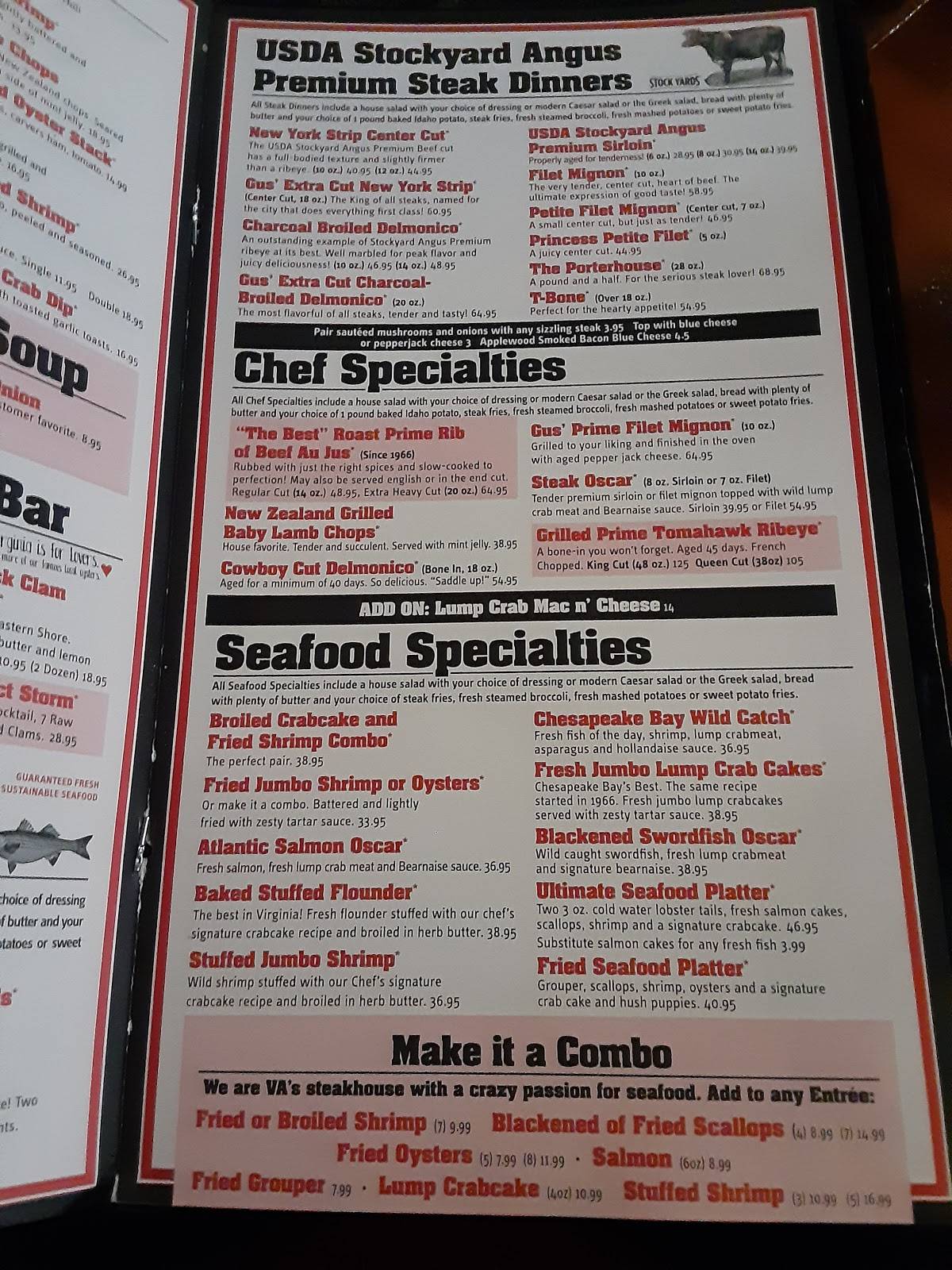 Menu at Aberdeen Barn Steakhouse, Virginia Beach