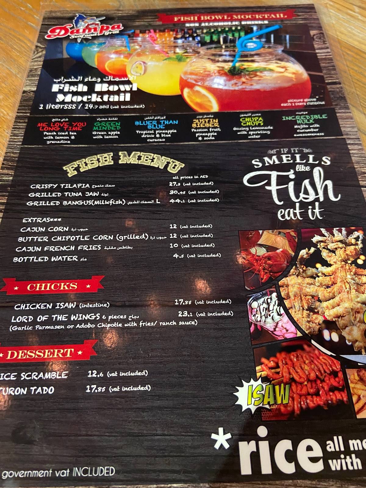 Menu at Dampa Seafood Grill - Abu Dhabi restaurant, Abu Dhabi, Fatma ...