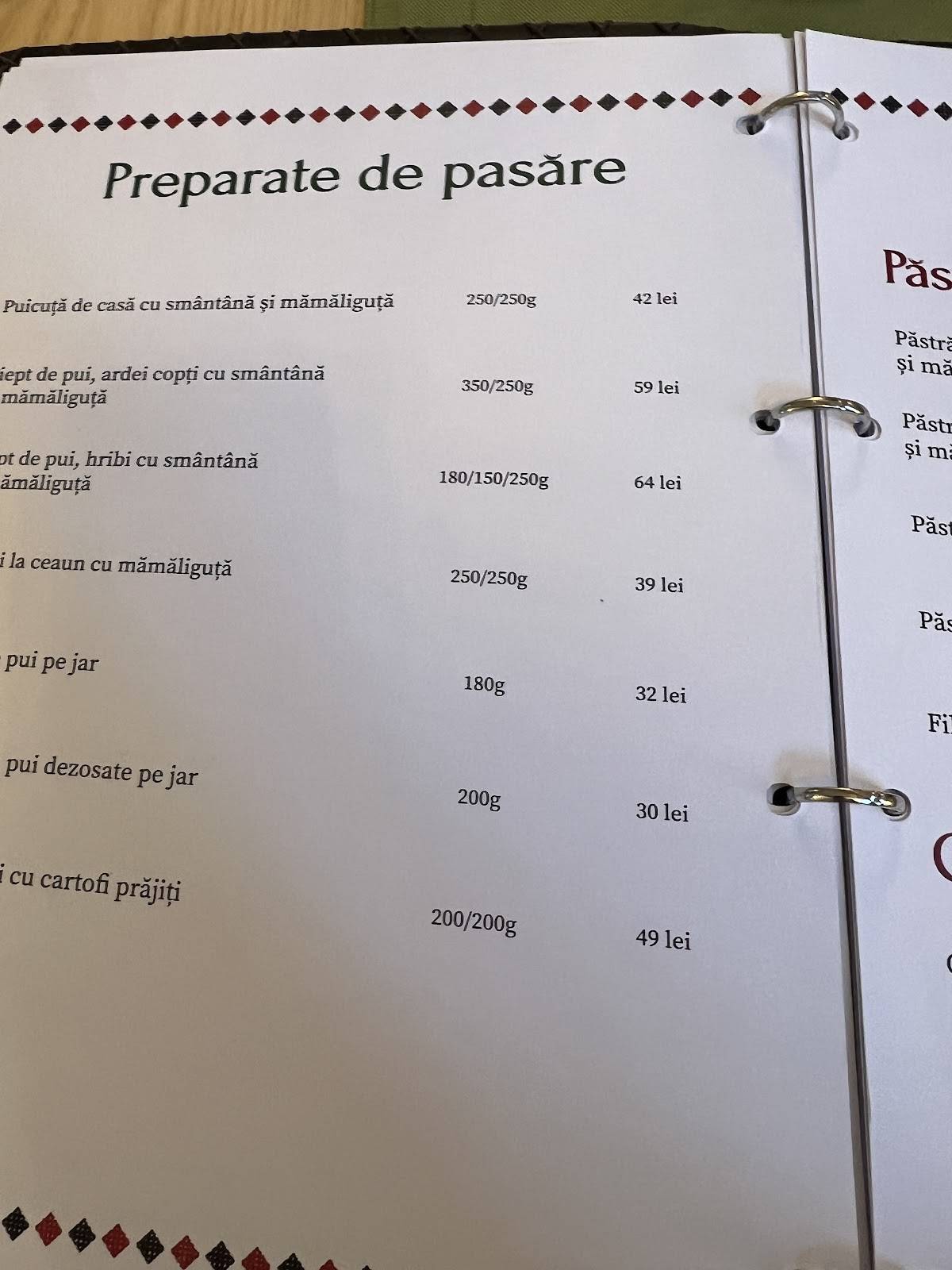 Speisekarte von Acasă în Bucovina, Capu Câmpului