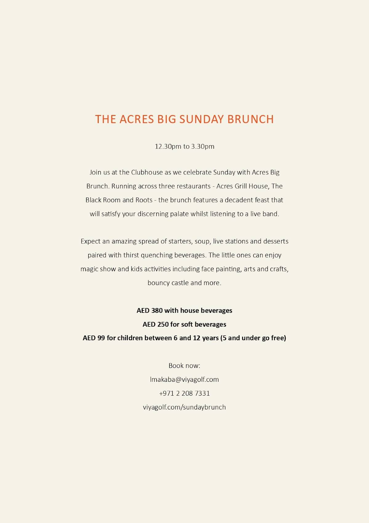 Menu at Acres Grill House restaurant, Abu Dhabi