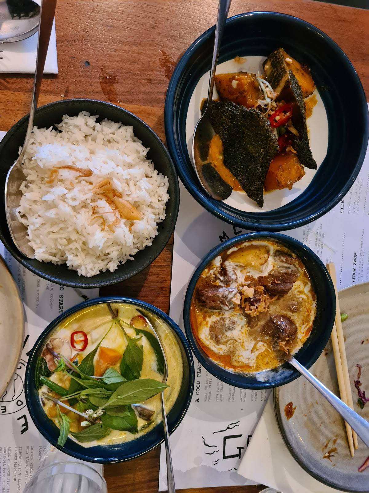 Menu at Golden Boy restaurant, Adelaide