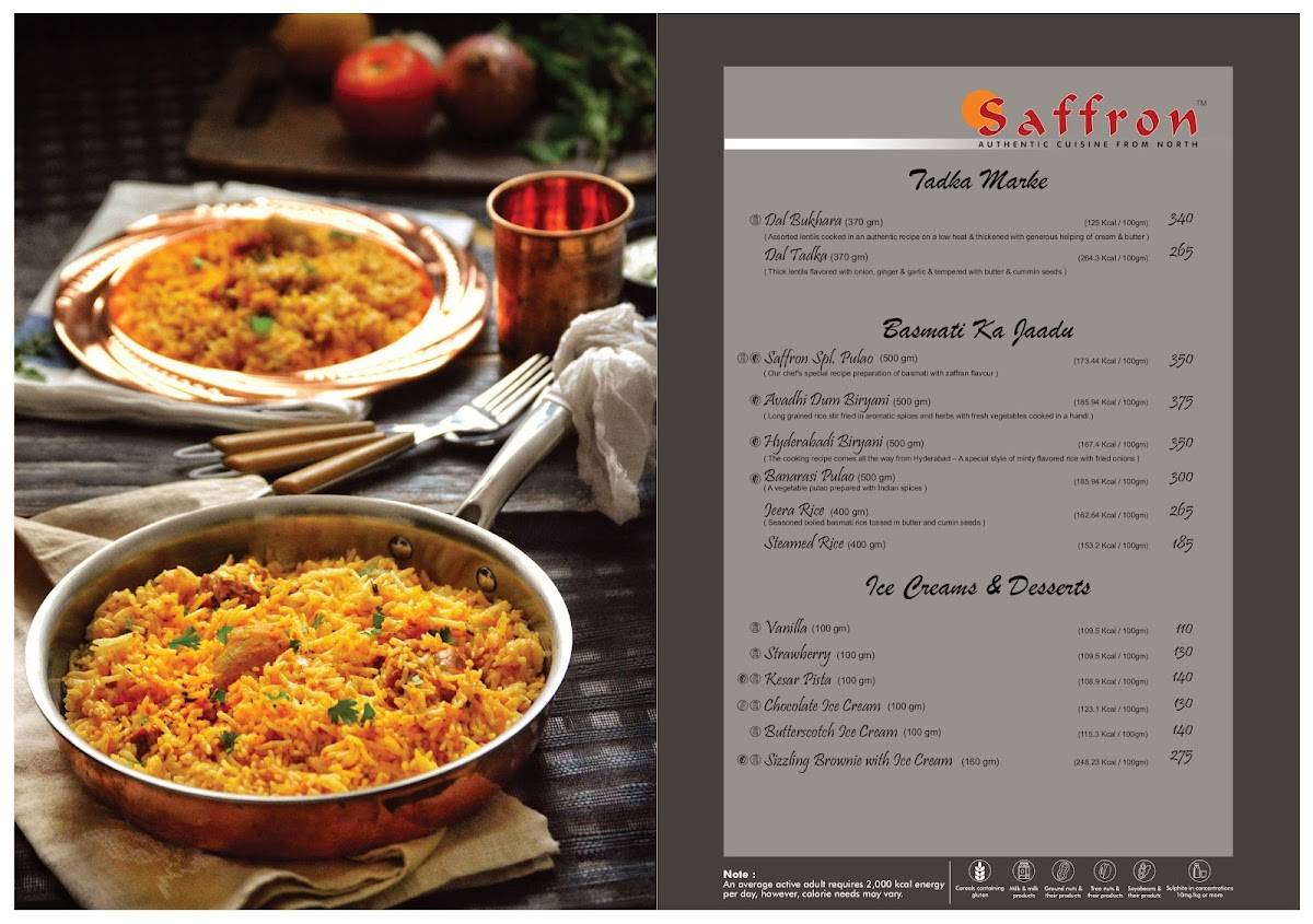 Menu at Saffron Restaurant, Ahmedabad, 1st Floor