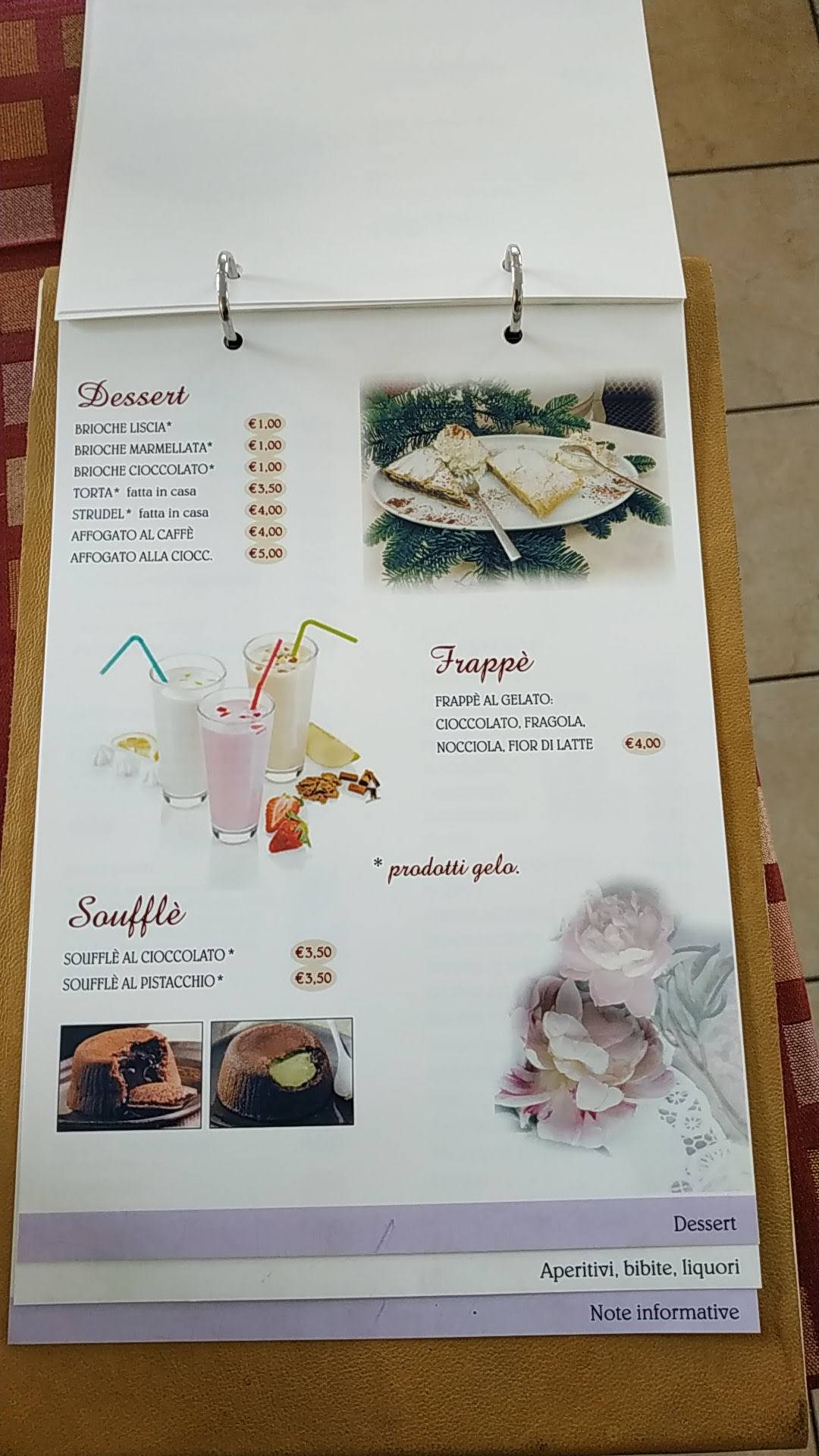 Menu da Bar B&B Al Chestelet, Trepalle