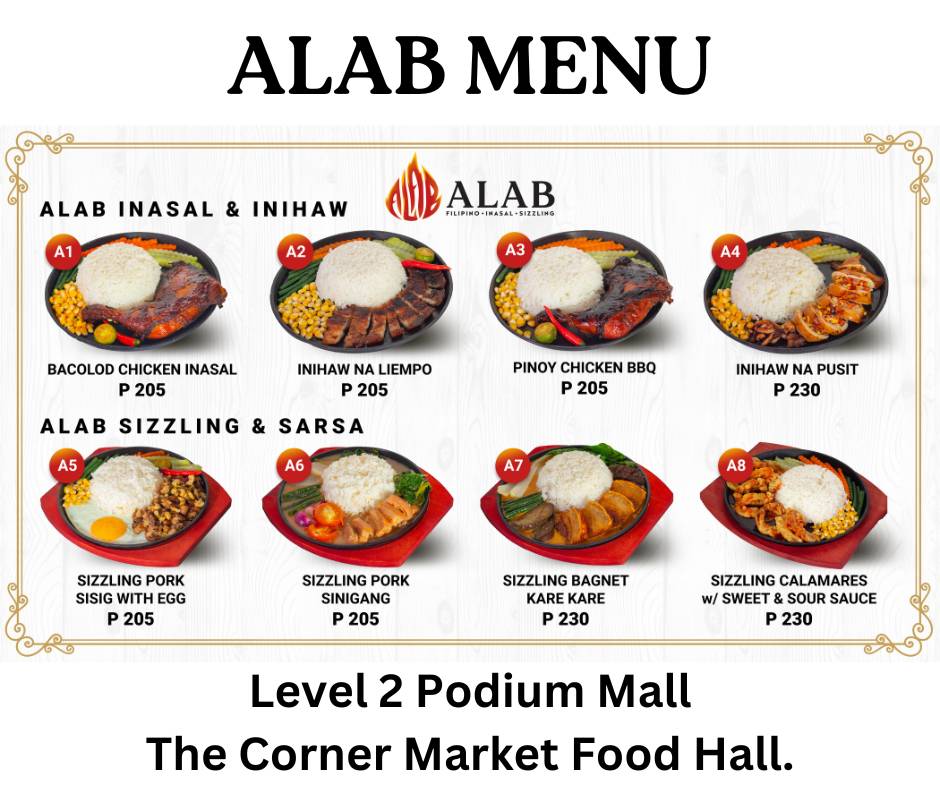 Menu at Alab PH restaurant, Mandaluyong