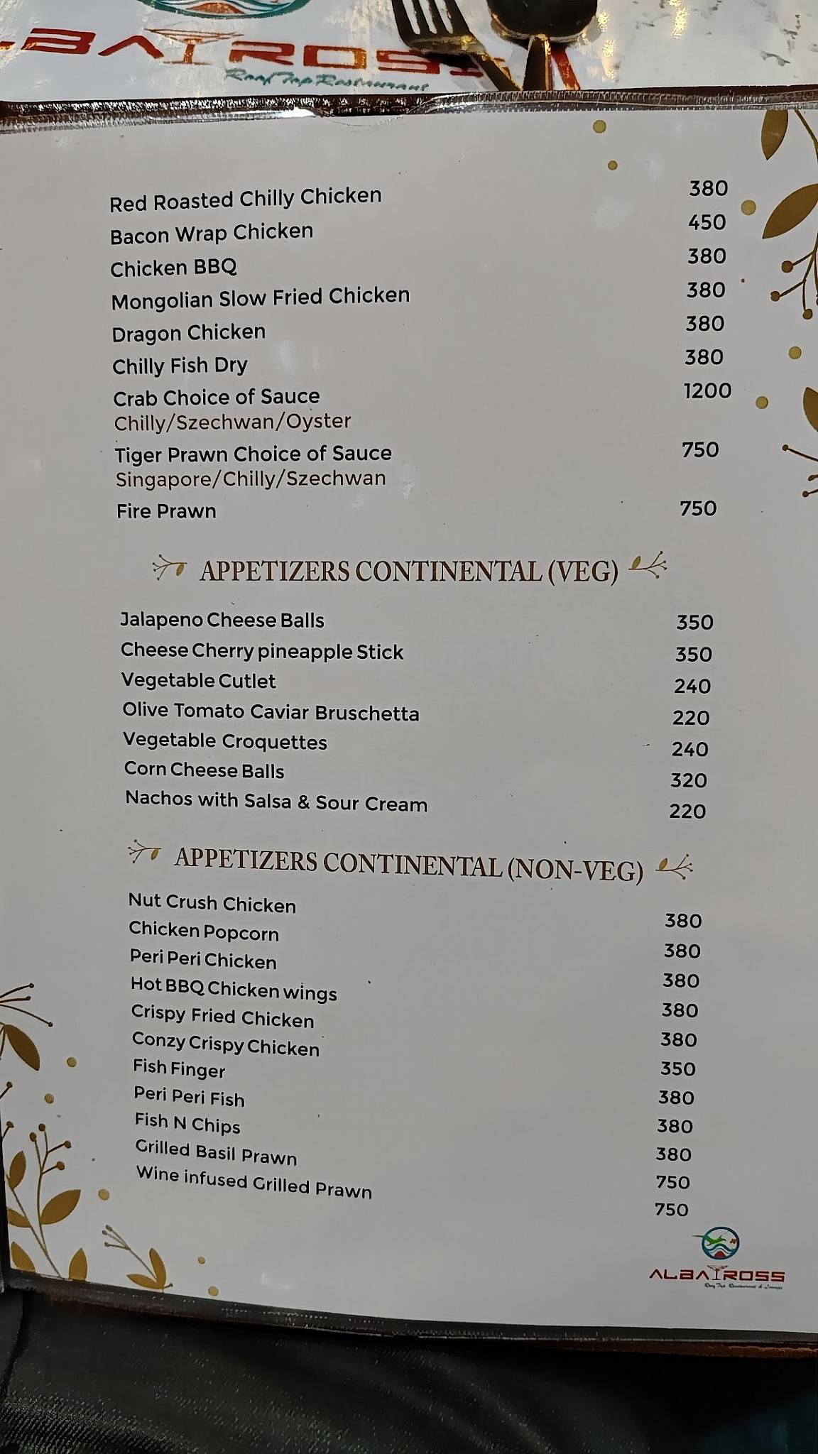 Menu at Albatross Rooftop Restaurant & Lounge, Tezpur