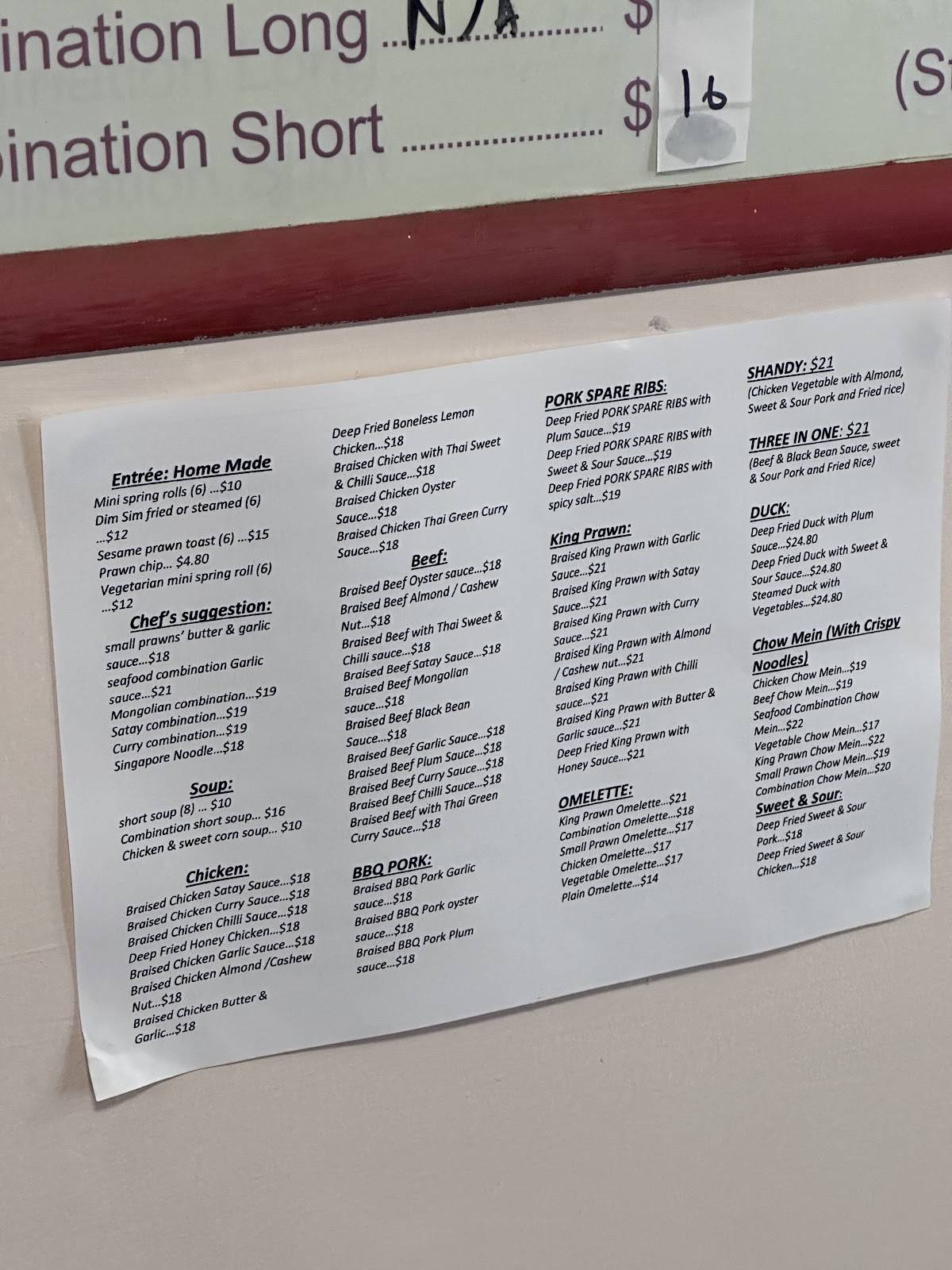 Menu at Albert Sun Chinese Takeaway fast food, Kingaroy