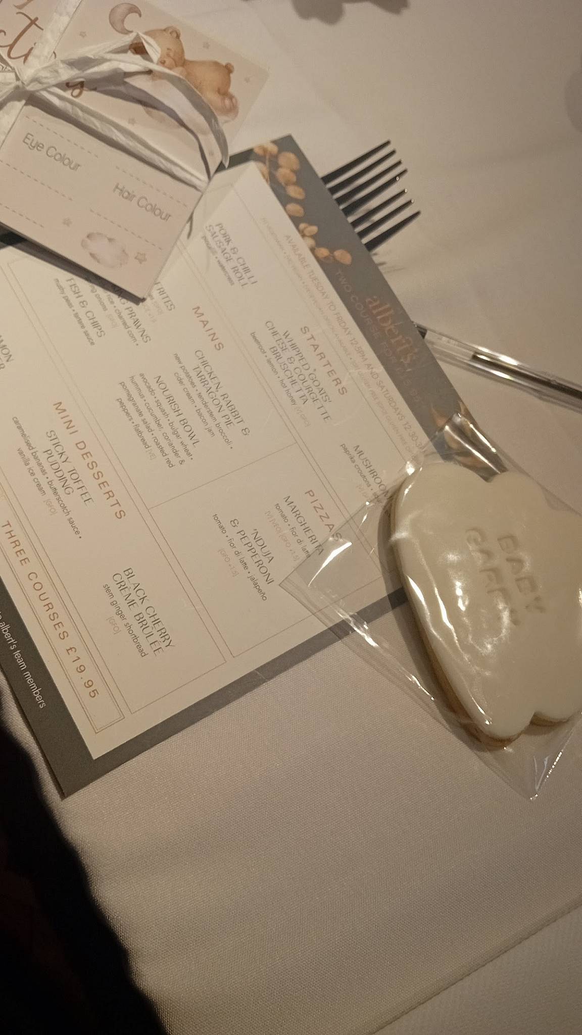 Menu at Albert's Standish restaurant, Wigan