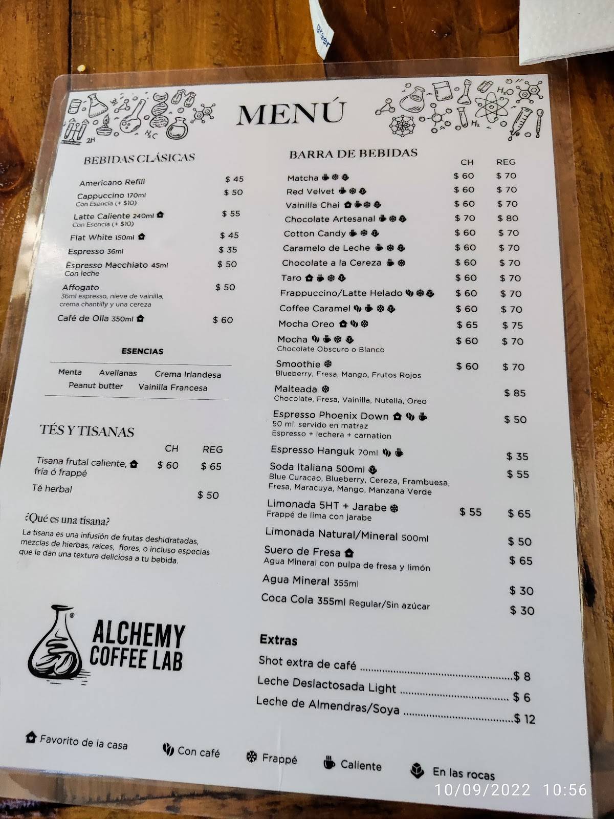 Carta de cafetería Alchemy Coffee Lab, Monterrey, Bruselas 902
