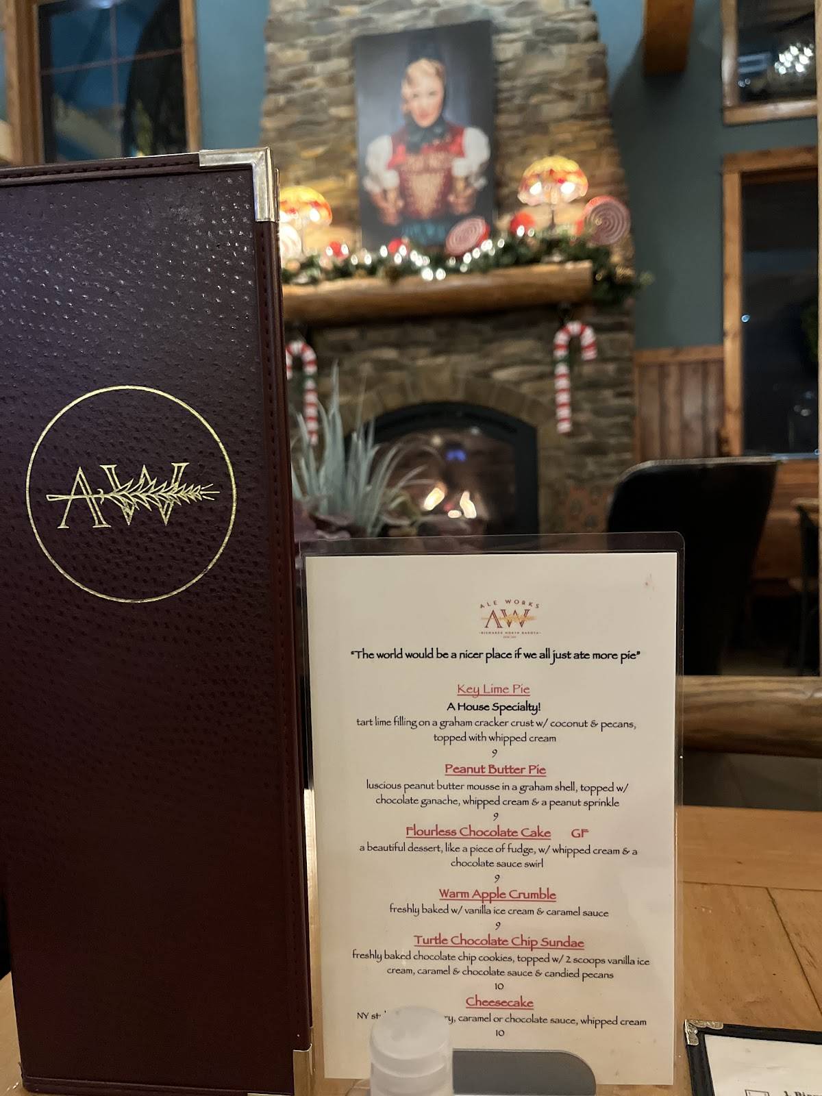 Menu at Ale Works restaurant, Bismarck