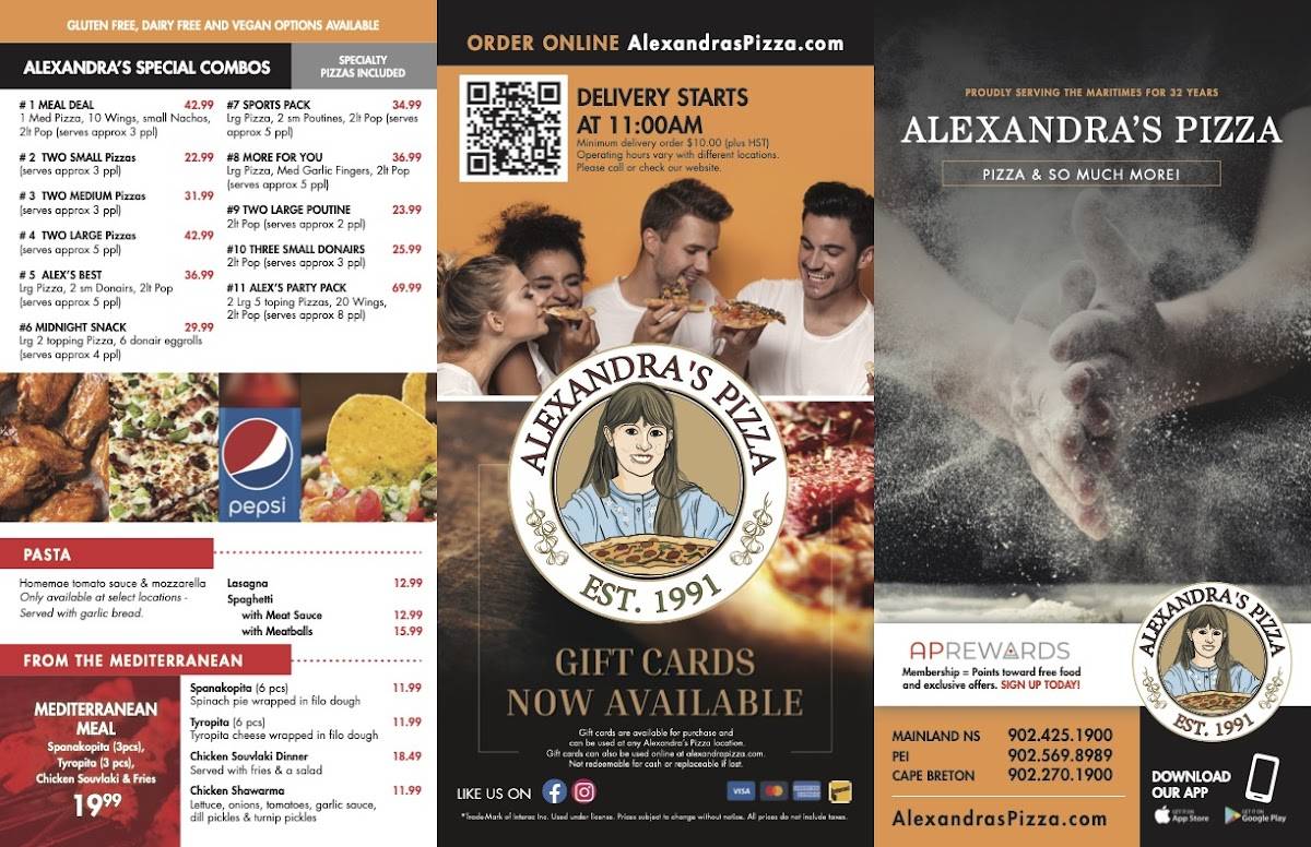 Menu at Alexandra's Pizza Cole Harbour pizzeria, Dartmouth, 912 Cole ...