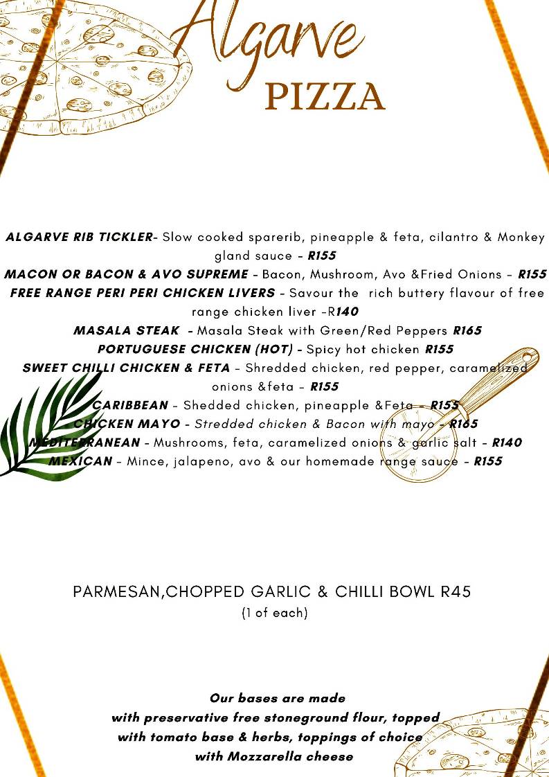 Menu at Algarve Restaurant & Bar, Cape Town