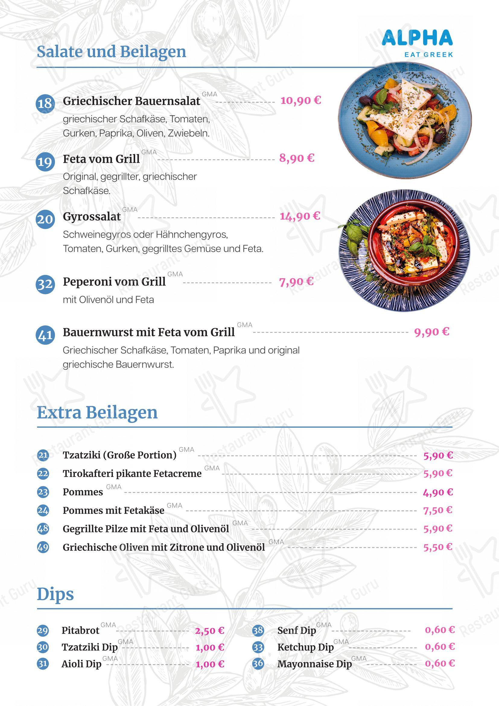 Speisekarte von Alpha Eat Greek - Heilbronn fast Food, Heilbronn