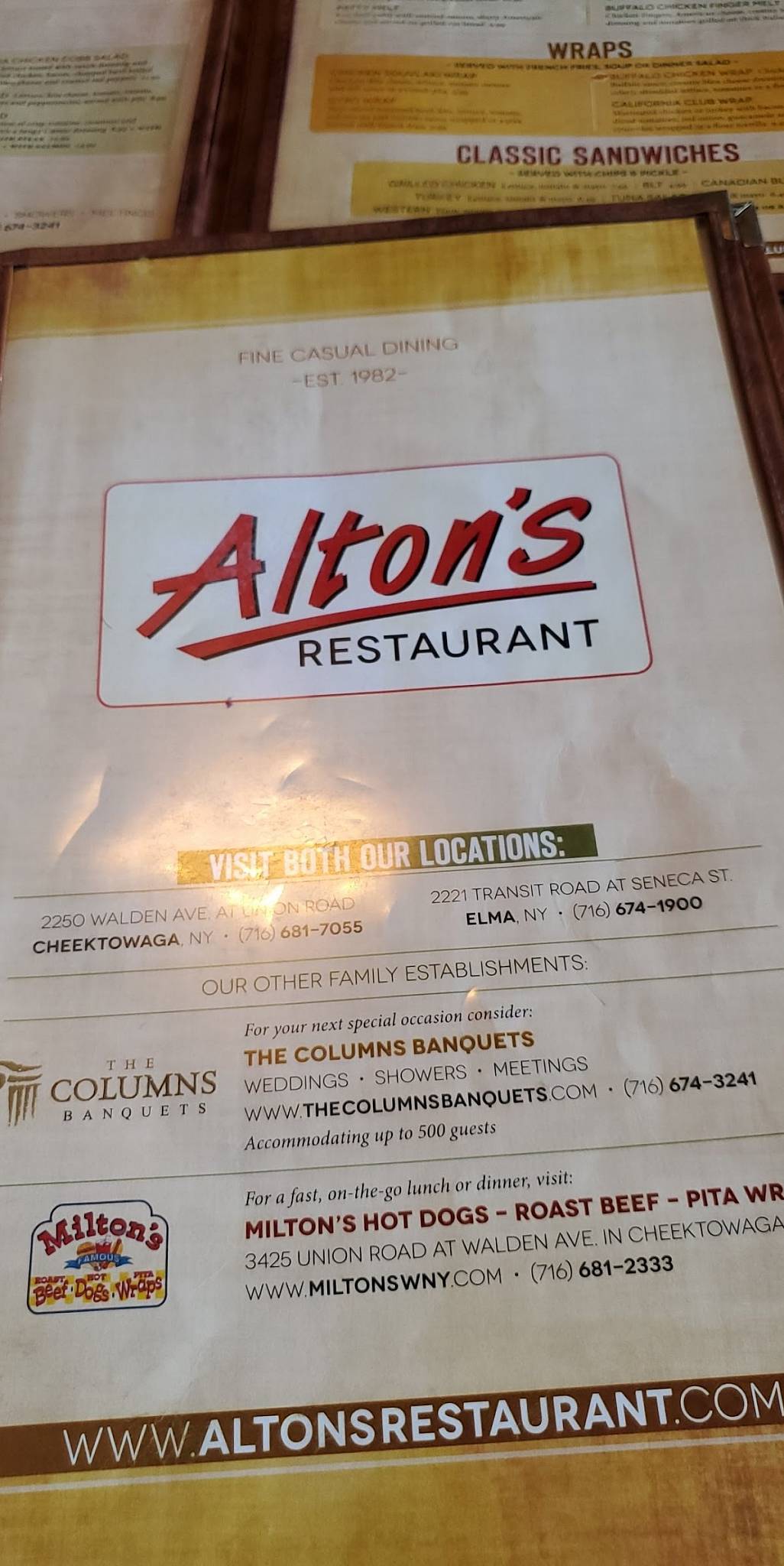 Menu at Alton's Restaurant - Cheektowaga, Buffalo, Walden Ave