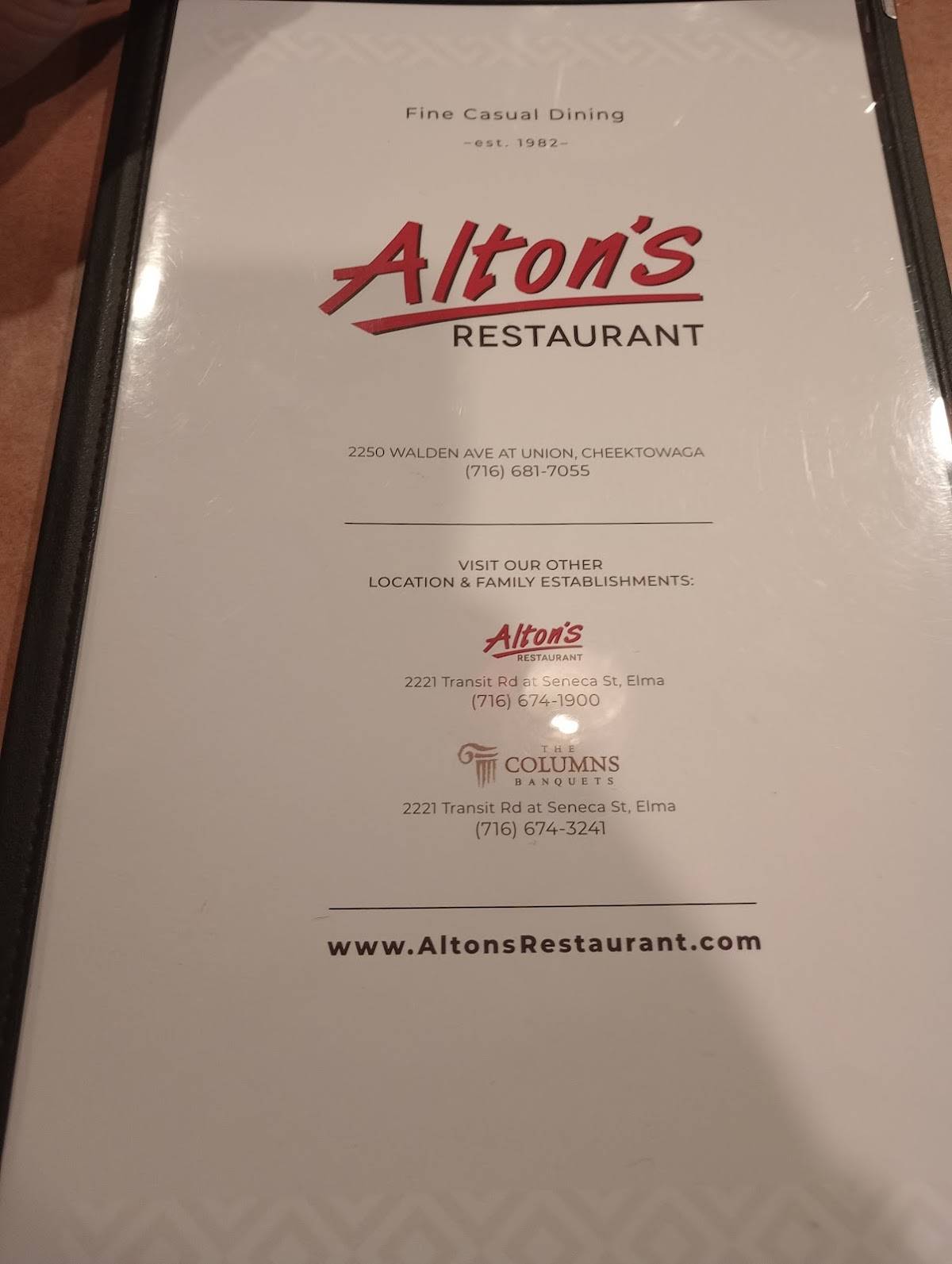 Menu at Alton's Restaurant - Cheektowaga, Cheektowaga, Walden Ave