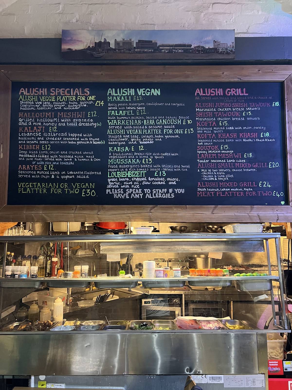 Menu at Alushi restaurant, Brighton