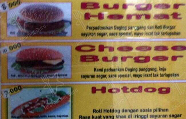 Menu at Aly Fresh Burger restaurant, East Jakarta