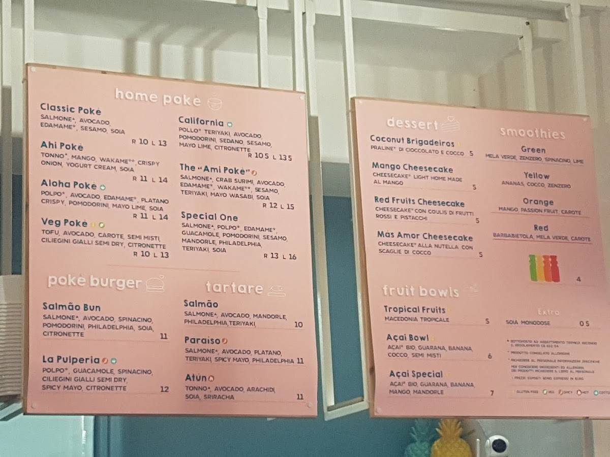 Menu da Ami Pokè - Hawaiian Bar, Roma, Via della Madonna dei Monti