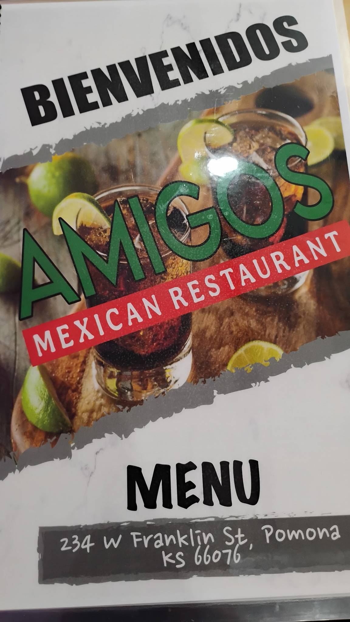Menu at Amigo's restaurant, Pomona, 234 W Franklin St
