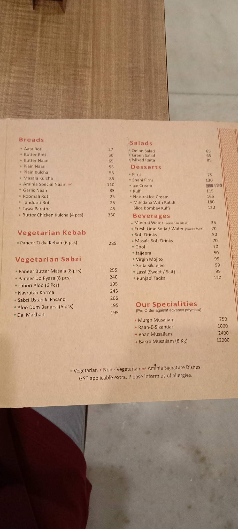 Menu at Aminia Restaurant - Golpark, Kolkata, 57