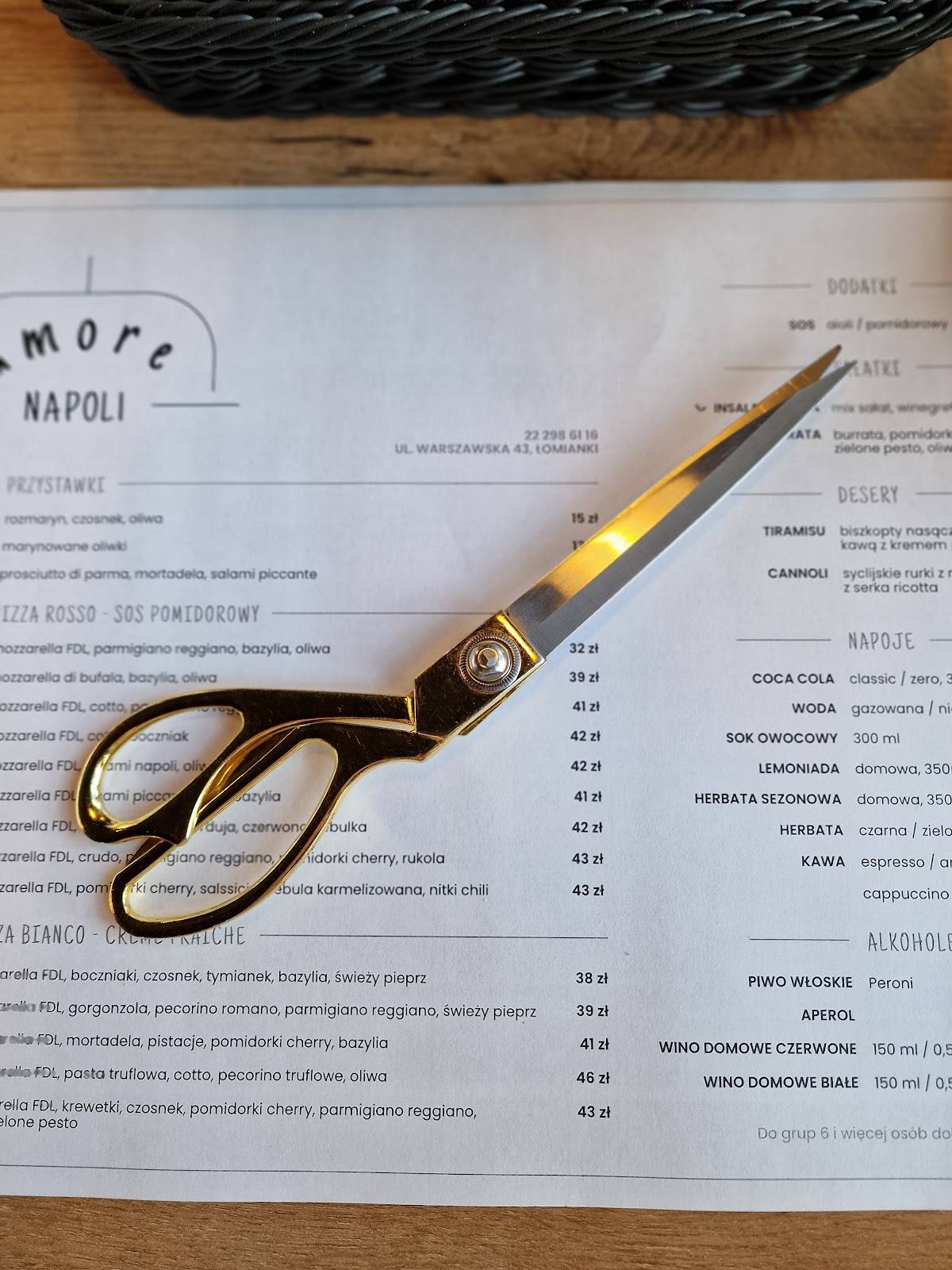 Menu at Amore Napoli restaurant, Łomianki