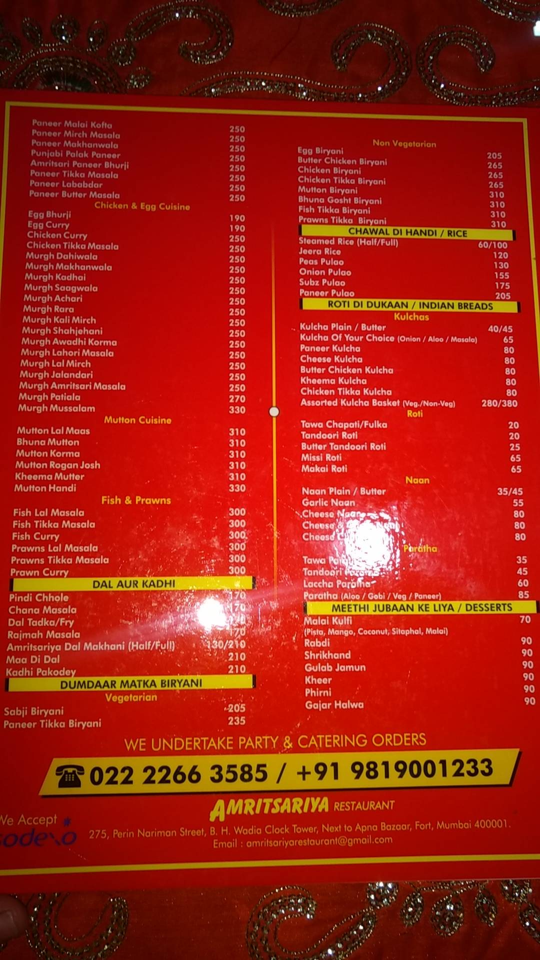 Menu at Amritsariya Restaurant - The Original Taste Of Punjab, Mumbai