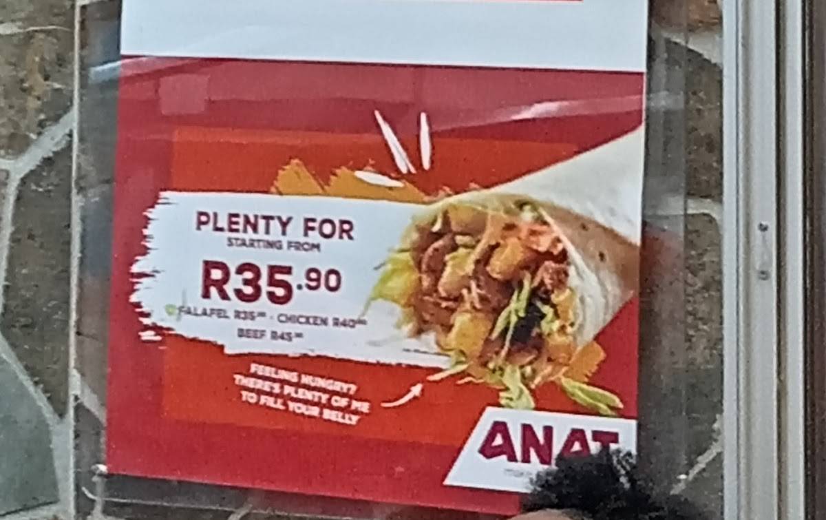 Menu at Anat Mall of Africa restaurant, Midrand, Shop 1240