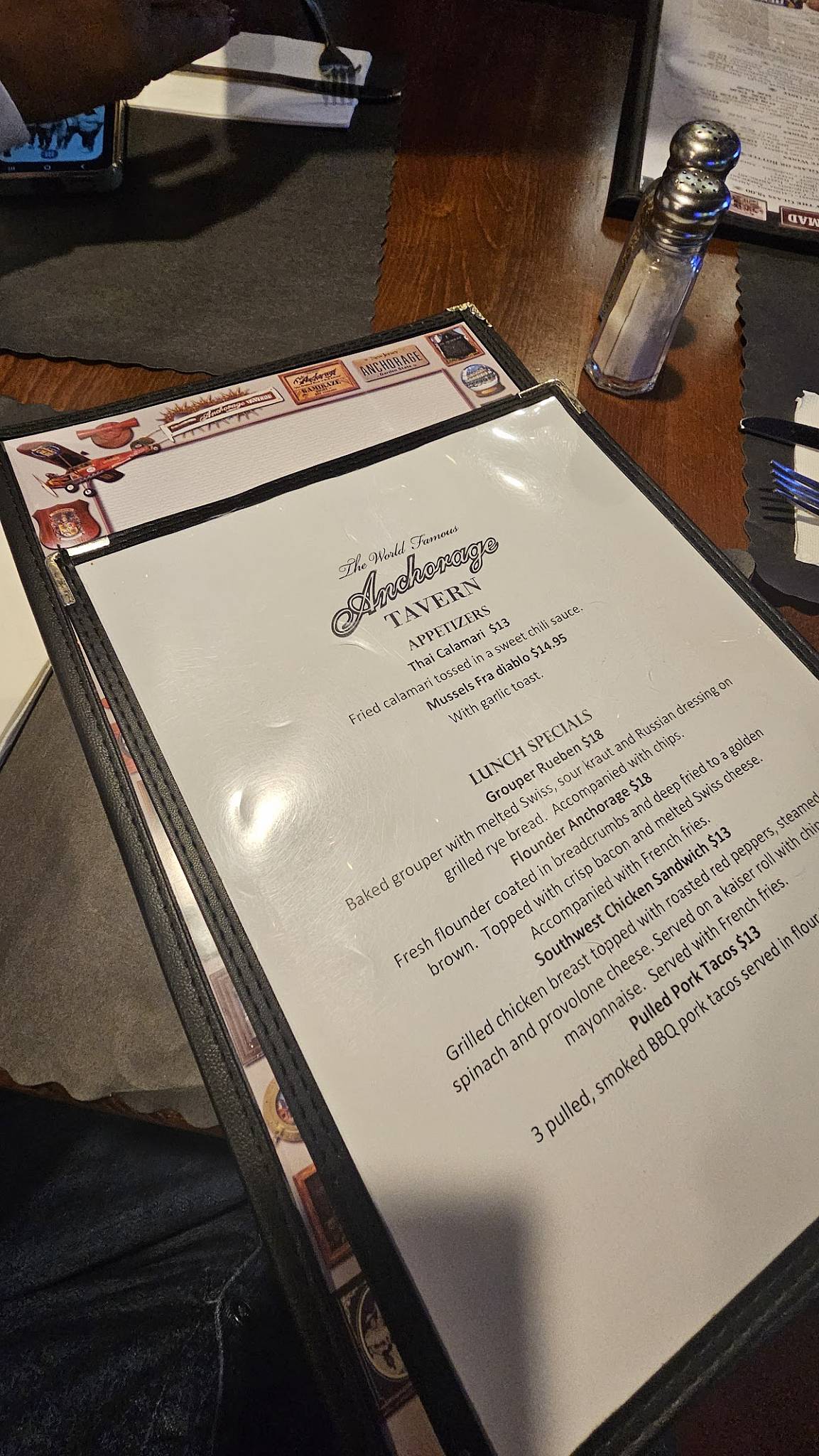 Menu at Anchorage Tavern Restaurant, Somers Point, 823 Bay Ave