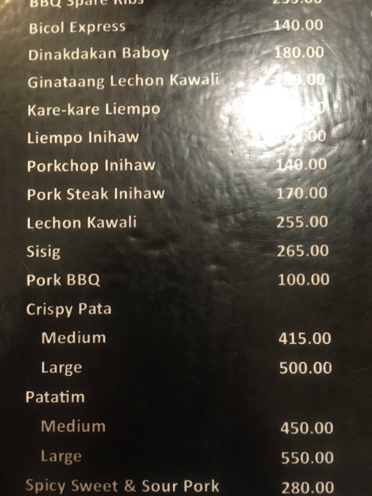 Menu at Ikabud restaurant, Angeles, SM City Clark