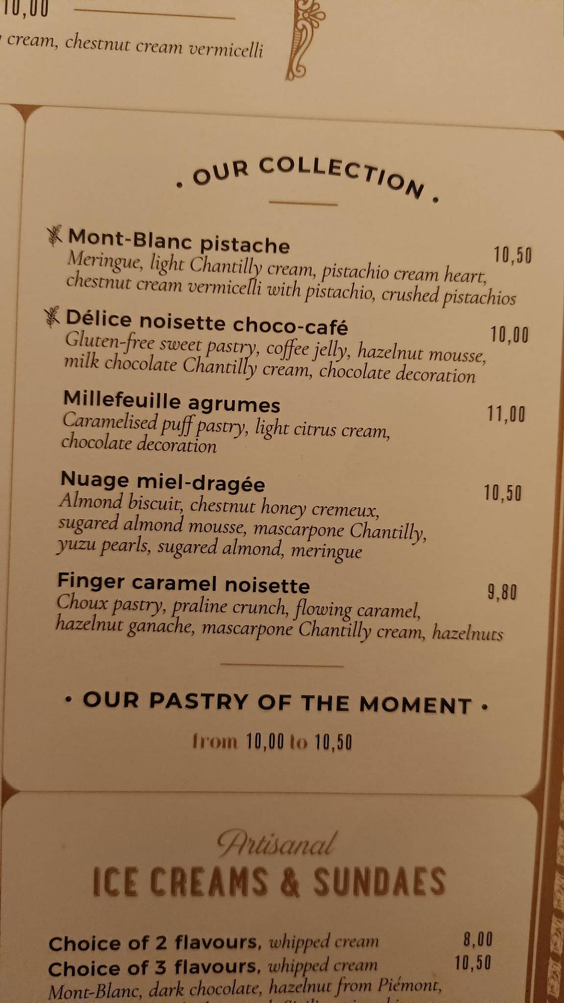 Menu at Angelina restaurant, Paris, 226 Rue de Rivoli