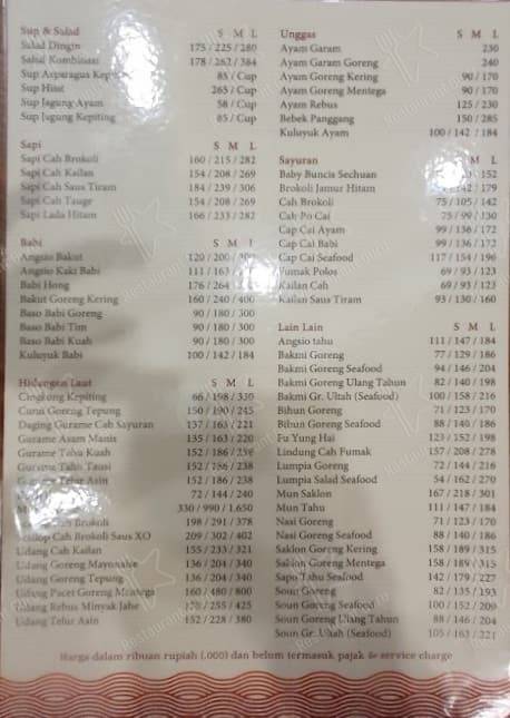 Menu at Angke Restaurant - PIK, Jakarta