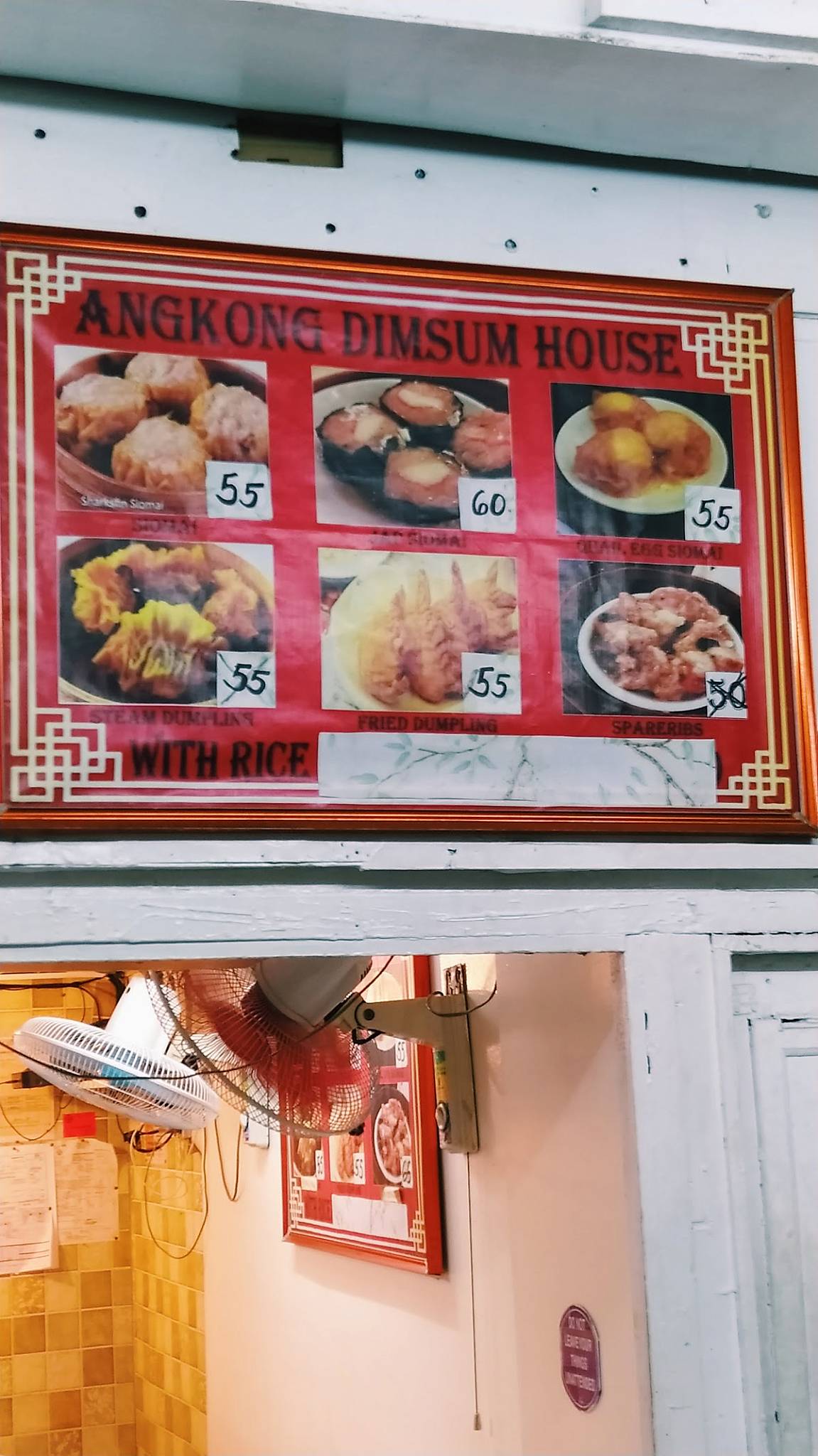 Menu at Angkong Dimsum House restaurant, Manila, Gelinos St