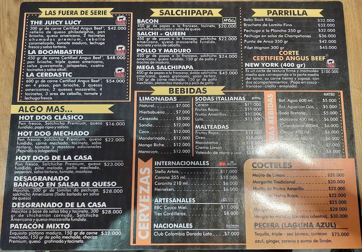 Carta del restaurante Angus Burger Ibagué, Ibagué