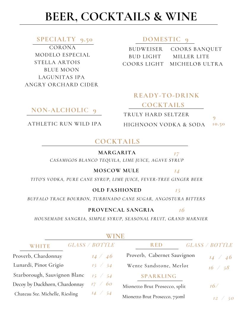 Menu at Animas River Beer Garden cafe, Durango
