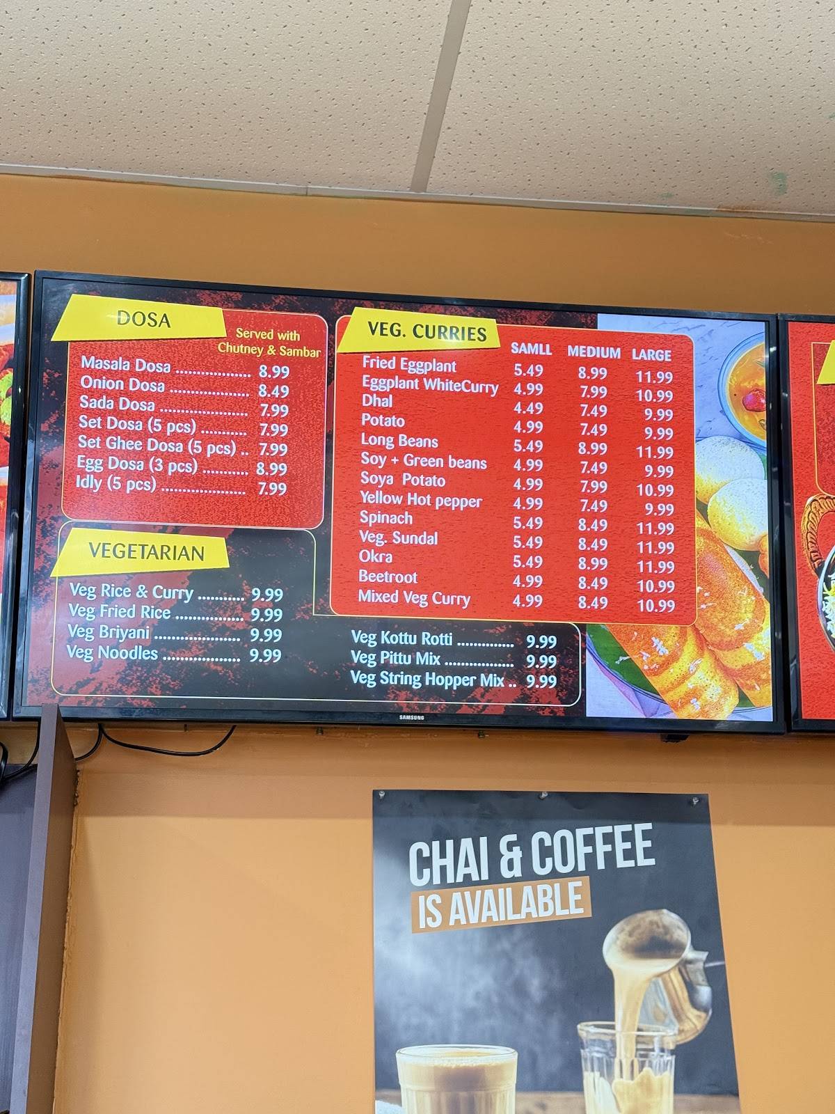 Menu at Annapoorna Takeout restaurant, Mississauga