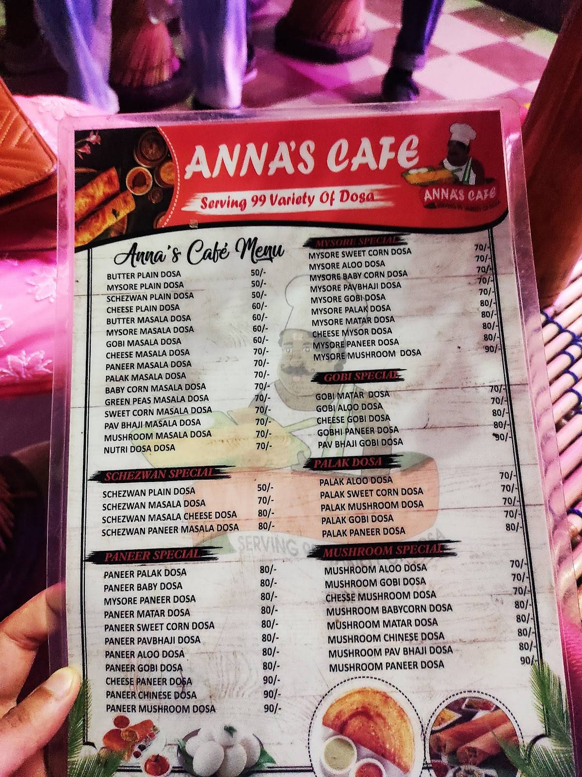 Menu at Anna's cafe, Dehradun, Doon University Rd