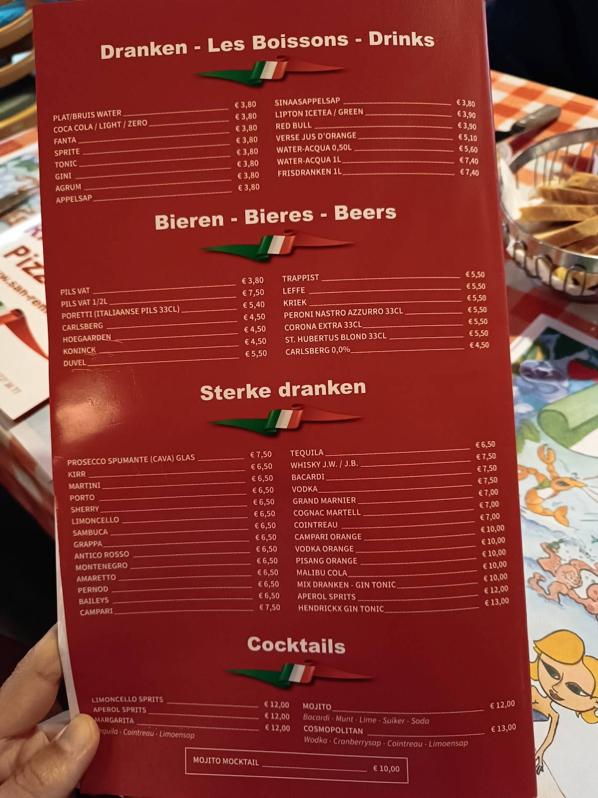 Menu at San Remo, Antwerp